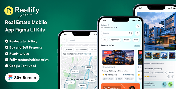 Realify – Real Estate Mobile App Figma UI Kits by createuiux | ThemeForest